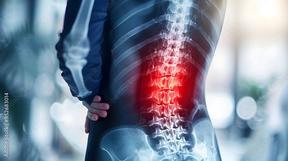 X Ray Image of Painful Back with Visible Inflammation and Spinal Issues ...