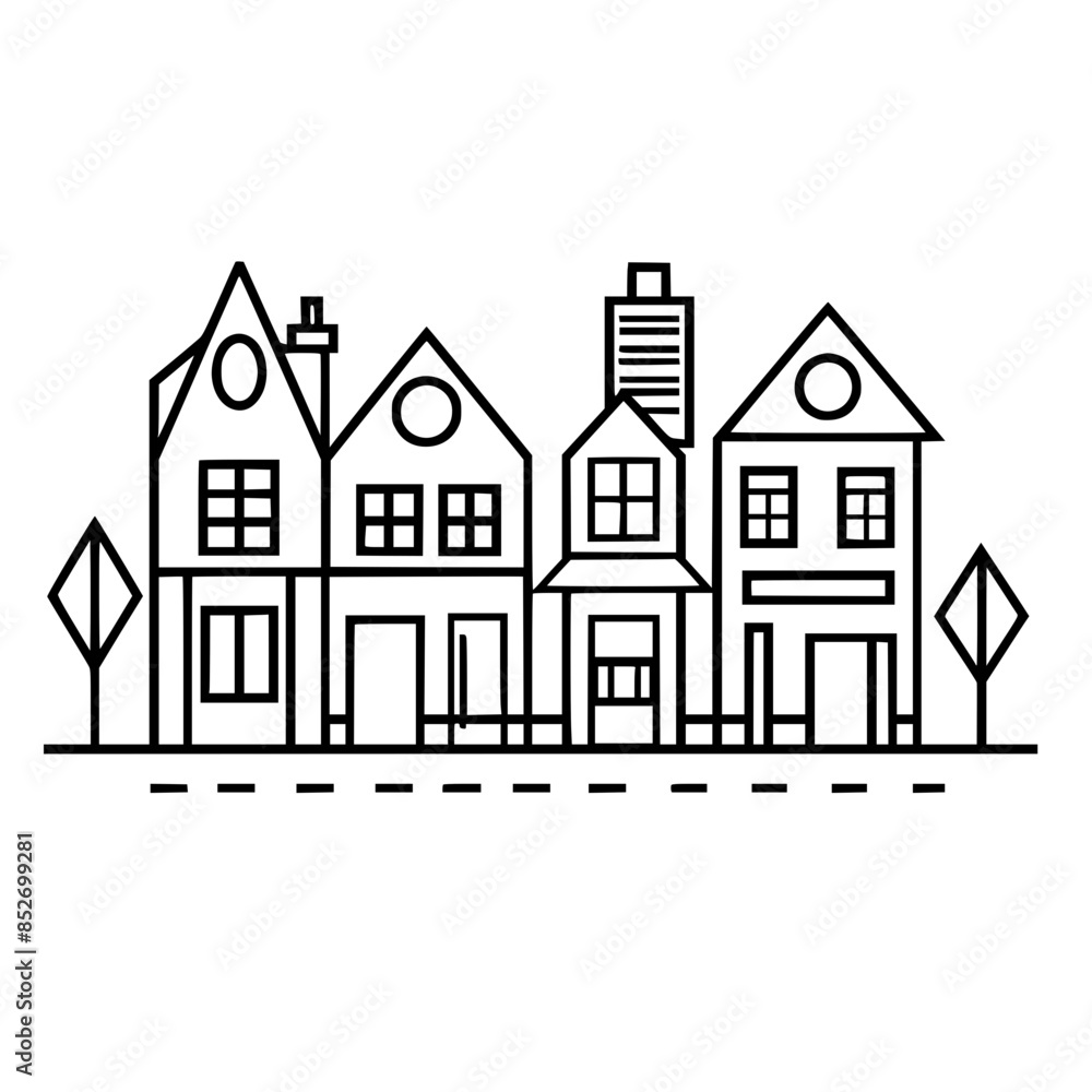 home outline, line art house, line art print, HOUSE clipart, cute house ...