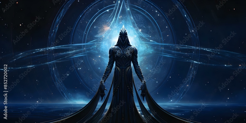 Thoth, the lunar god, guiding a ship through the starry night sky ...