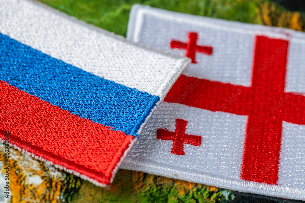 Russian influence in Georgia, concept. The Russian flag is a Georgian ...