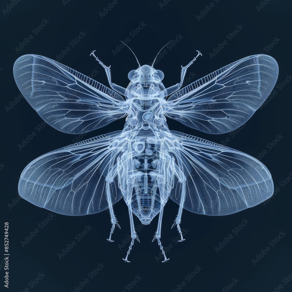 X-ray of a cicada, displaying its exoskeleton and internal organs ...