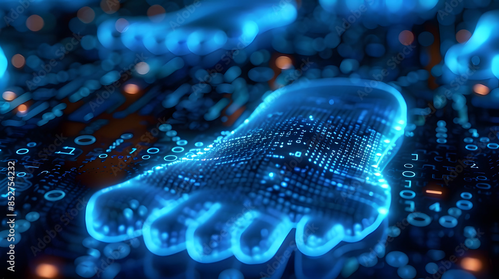 Cybersecurity Digital Footprints Made Of Binary Code Highlighting The Importance Of