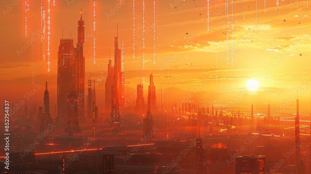 Futuristic skyline of a Martian megacity in the year 8000 with digital ...