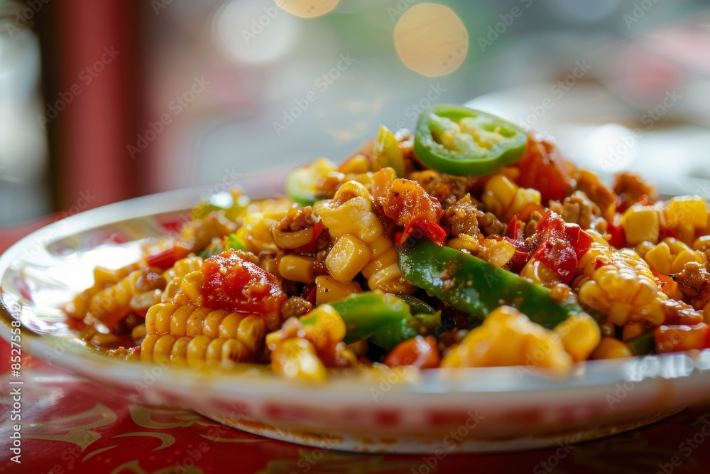 Thai corn and papaya salad. This picture depicts northeastern Som Tam ...