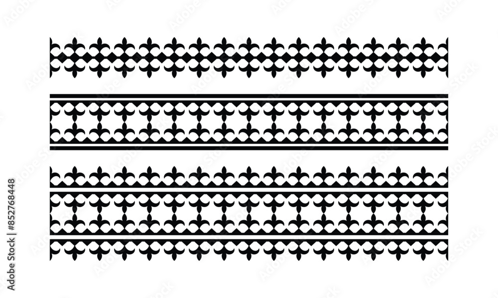Ethnic border ornament set. Geometric ethnic oriental seamless pattern ...