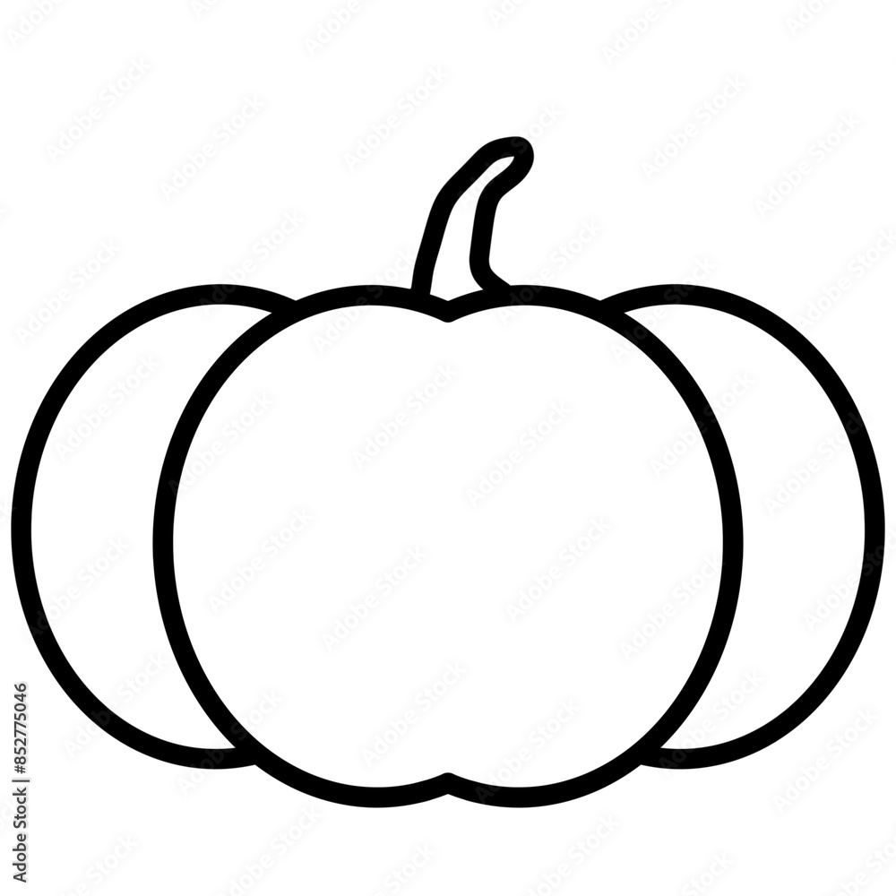 2D Cute Cartoon Pumpkin Outline On White Background. Symbol, Icon, For ...
