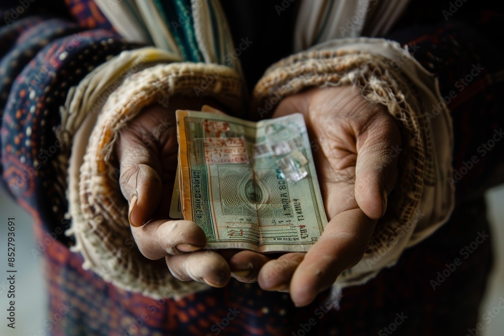 Refugee's Hands Holding Identification Documents Representing Journey ...