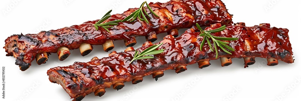 Barbecue ribs collection, isolated on white background, PNG die-cut ...