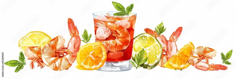 Shrimp cocktail collection, isolated on white background, PNG die-cut ...