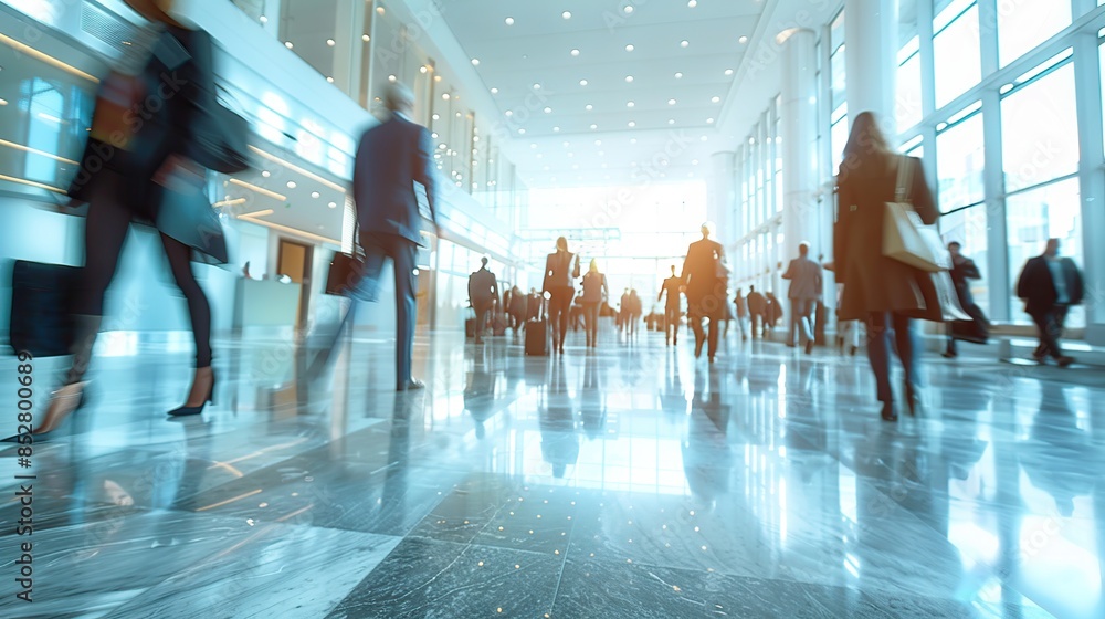 business people walking in the corridor of an business center ...