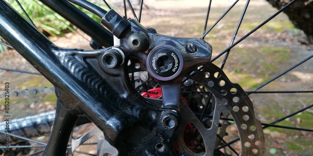 Shimano Hydraulic Disc Brake for high performance brake control on Merida mountain bike at ...