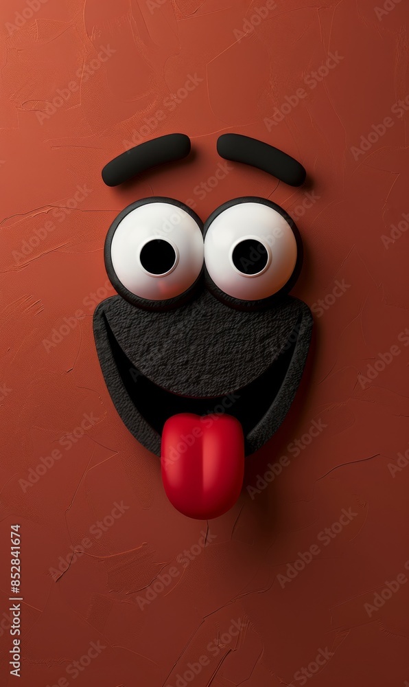 Cartoon face with a red nose, large eyes, and a wide open mouth on a ...