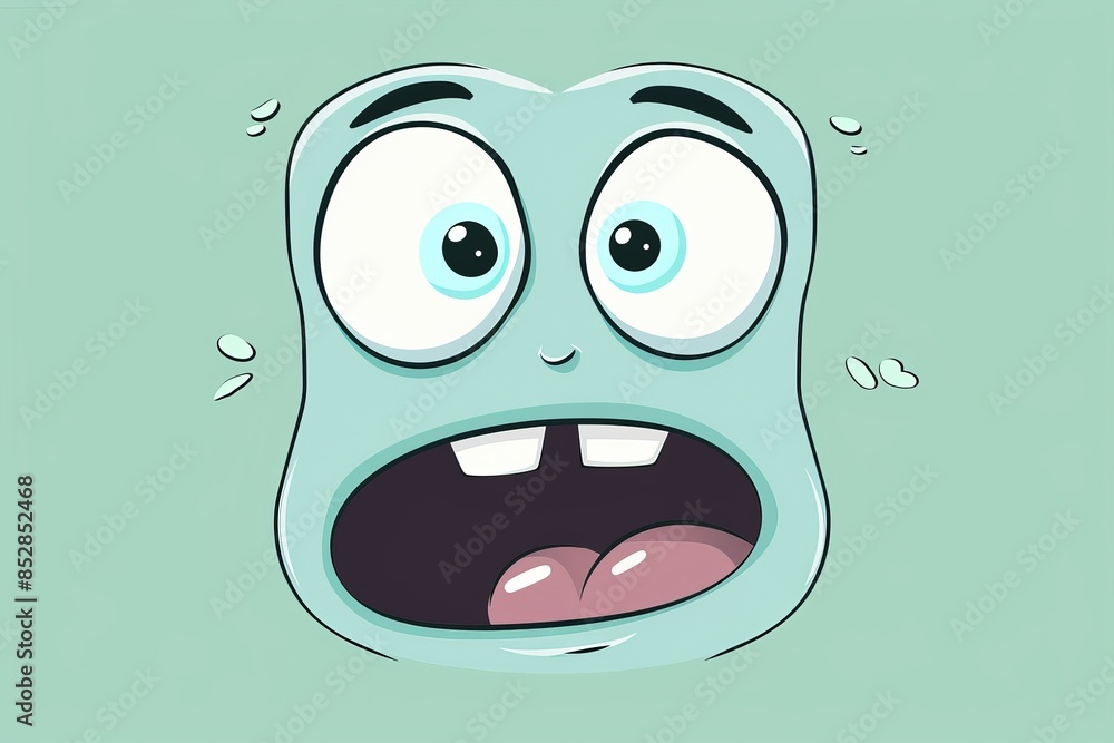 Cartoon face with large expressive eyes and surprised expression Stock ...