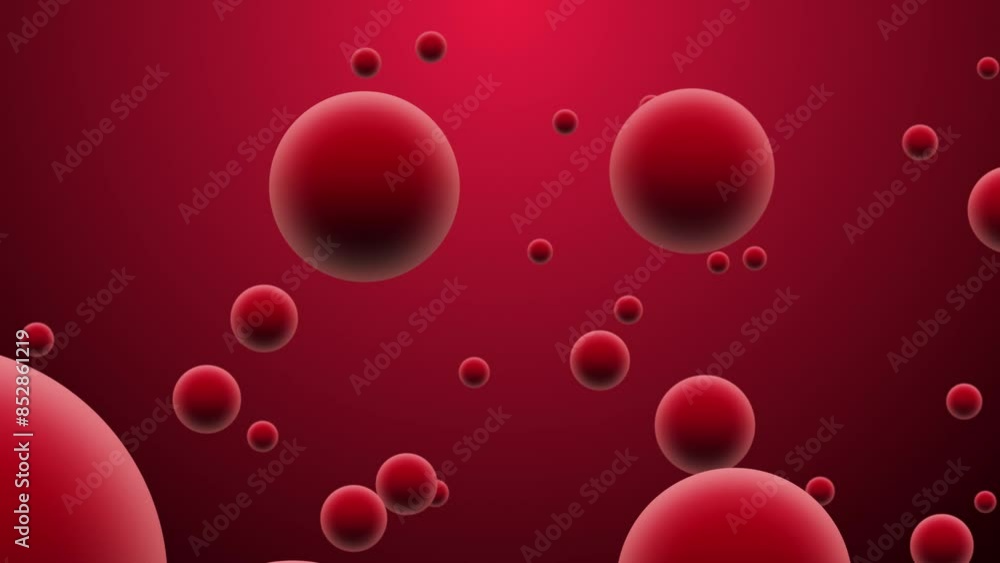 red blood floating balls, bubbles, spheres, particles, animated ...