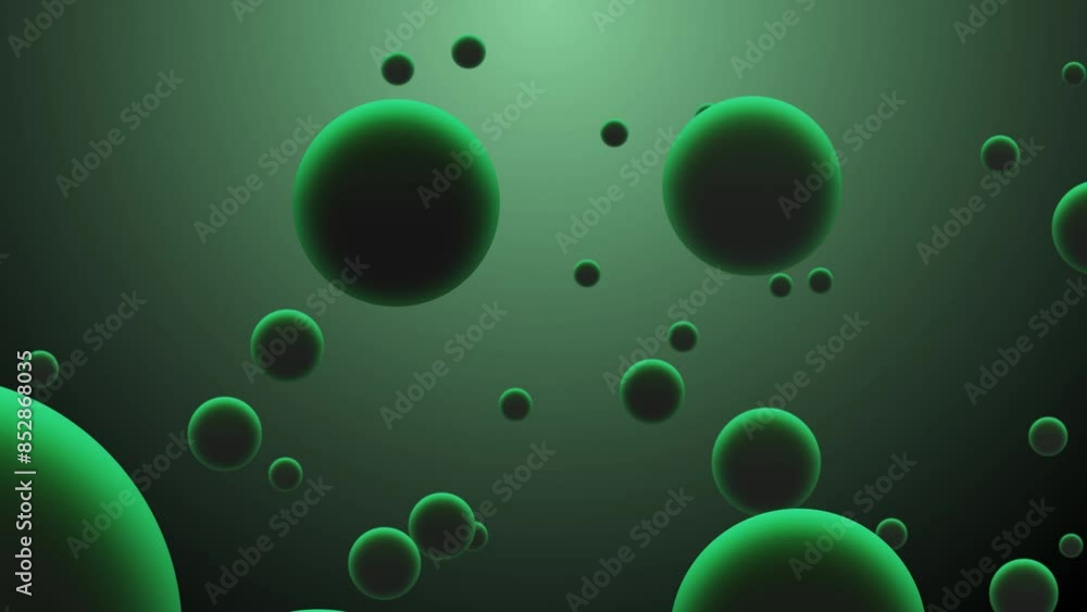 green soda floating balls, bubbles, spheres, particles, animated ...
