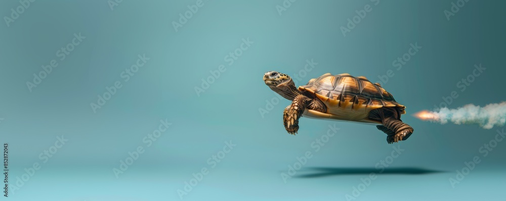 Flying tortoise with jet flame trail. AI generative art Stock ...