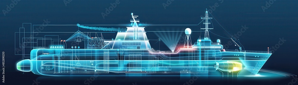 Crosssectional diagram of electric ships power storage, technical ...