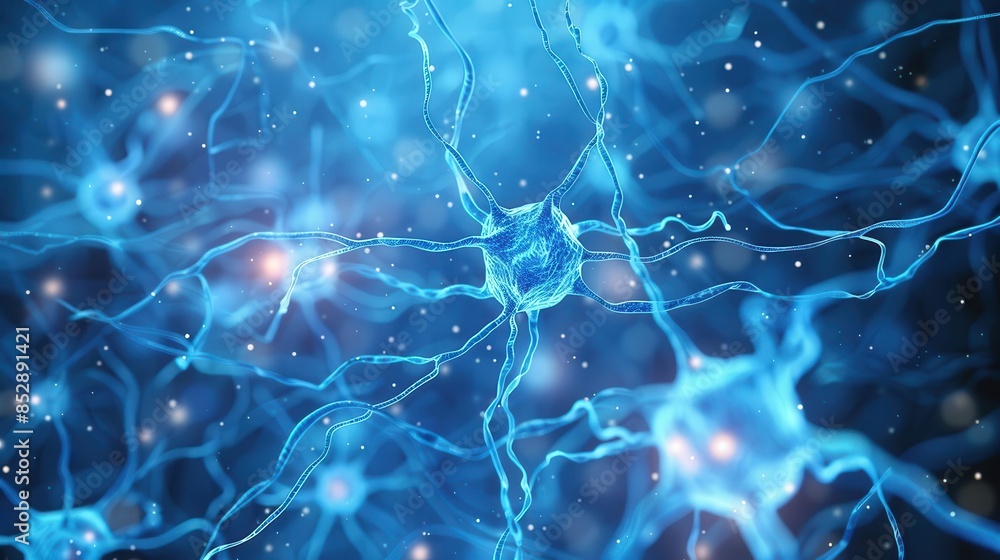 futuristic network of brain cell connections abstract neuroscience ...