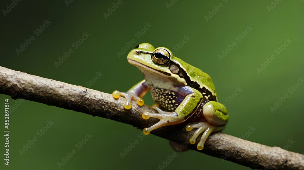 froglet Sitting on a branch European tree frog, Hyla arborea, sitting ...