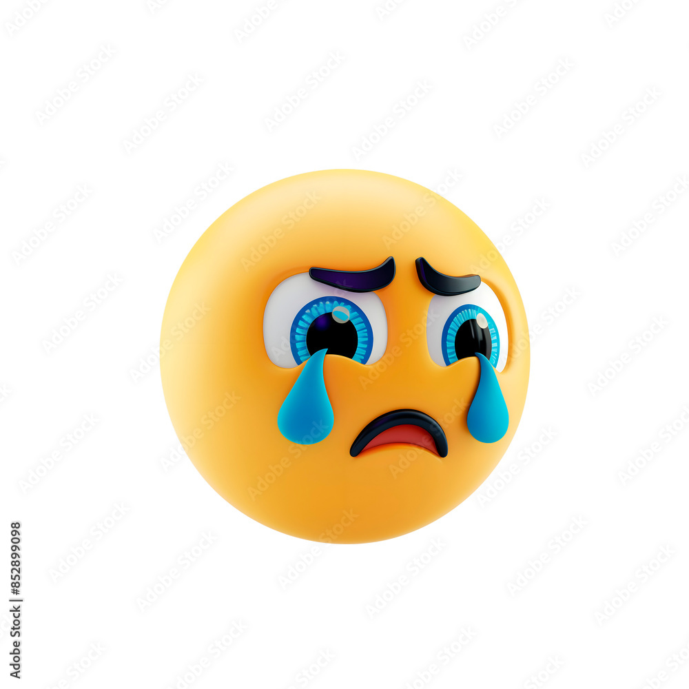 isolated 3d emoji crying face on plain background sad emoticons ...