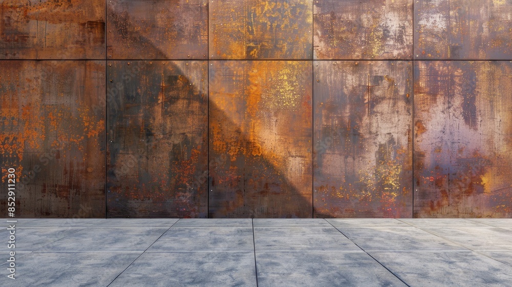 Homogeneous corten steel panorama with background rust texture Stock ...