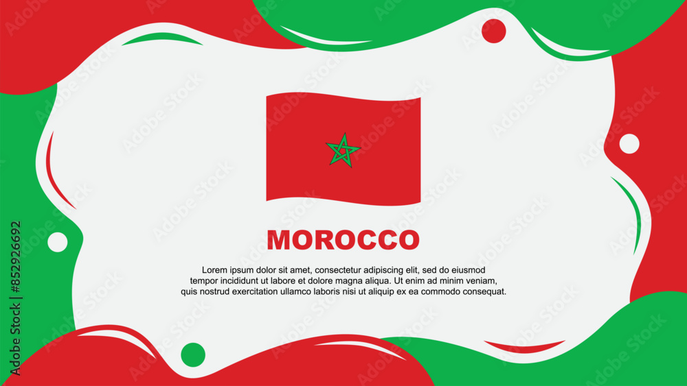 Morocco Flag Abstract Background Flat Design Template. Morocco ...