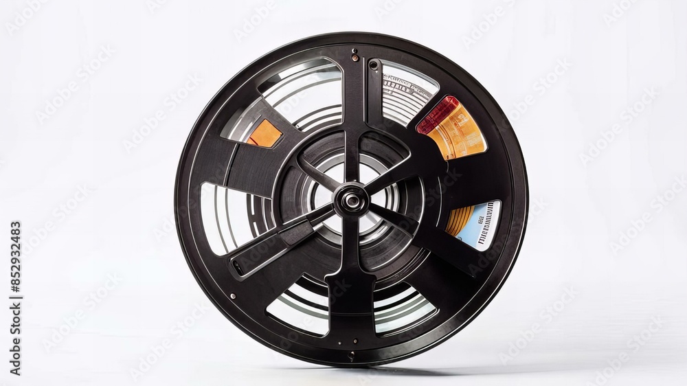 A movie film reel lays tangled against a white background. Stock Photo ...