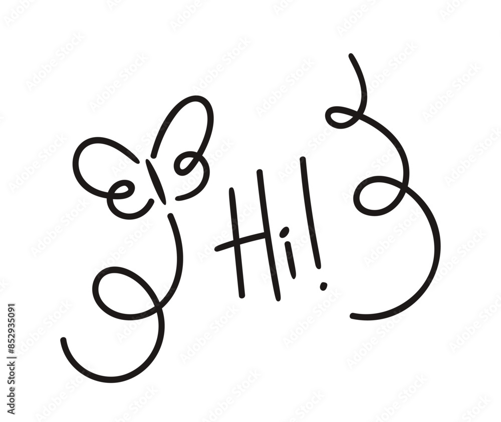 Simple Doodle Art Featuring The Word Hi With A Playful Butterfly And ...