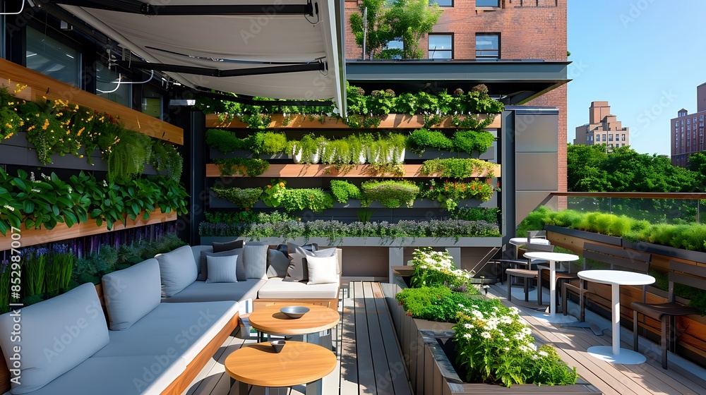 urban garden terrace with space-saving vertical gardens, modular ...