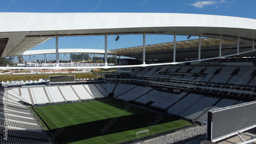 Visão aérea da parte interna do estádio neoquimica arena do corinthians ...