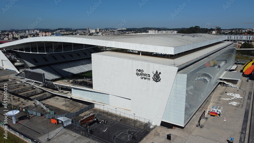 Visão do símbolo do time de futebol corinthians no estádio neo quimica ...