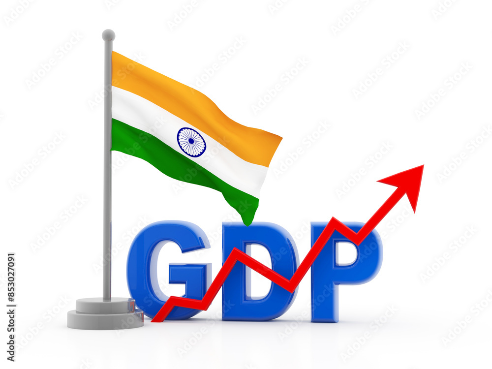 India GDP Growing, increasing GDP and Rising arrow going up with Indian ...