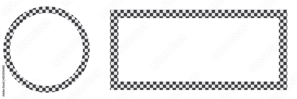 Checkered circle frame. Circle frame with checkerboard geometric ...