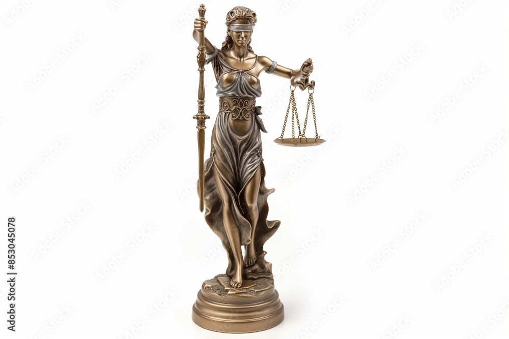 Statue of Lady Justice isolated on white, Statue of Lady Justice ...