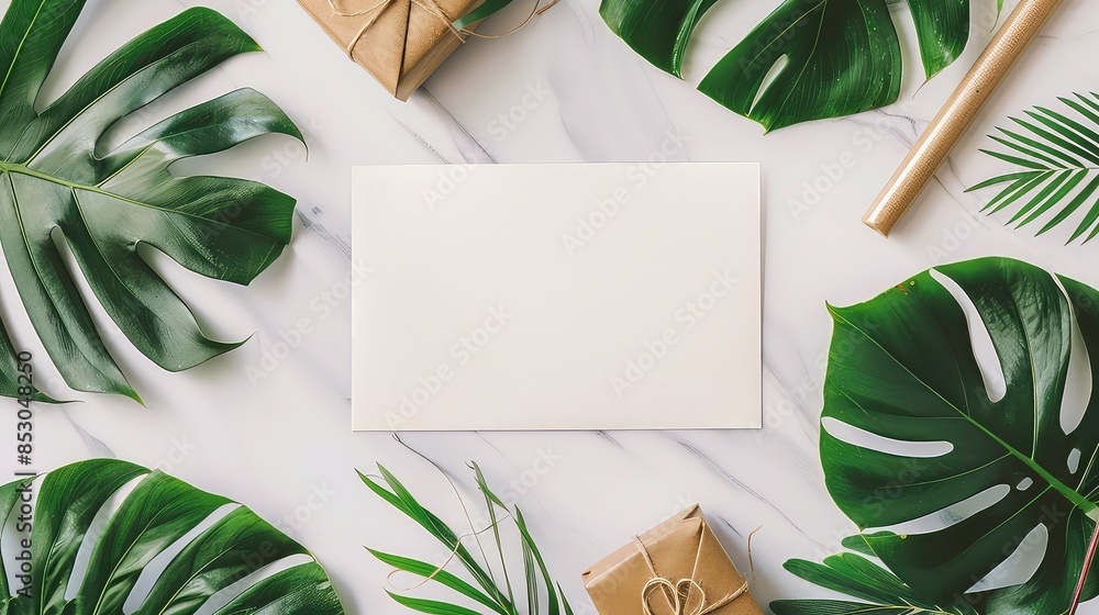 Mockup card birthday wedding background white table paper top greeting ...