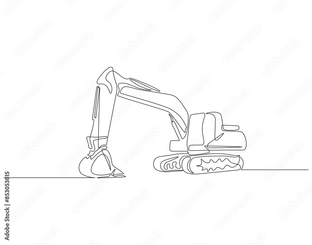 Vetor do Stock: Continuous one line drawing excavator. One line drawing ...