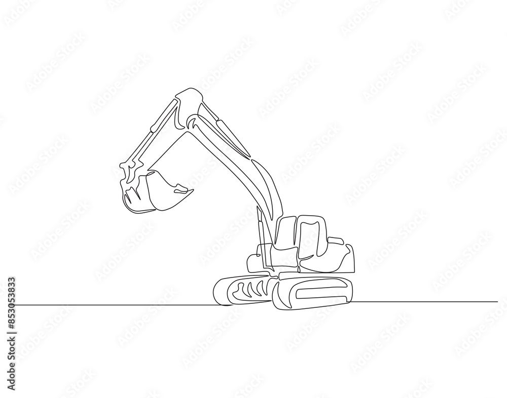 Continuous one line drawing excavator. One line drawing illustration of ...