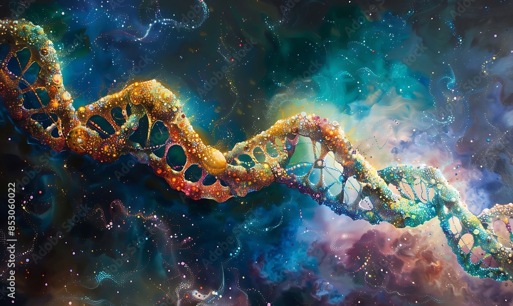 Human Evolution DNA Strand Evolving from Primordial Soup, Artistic ...