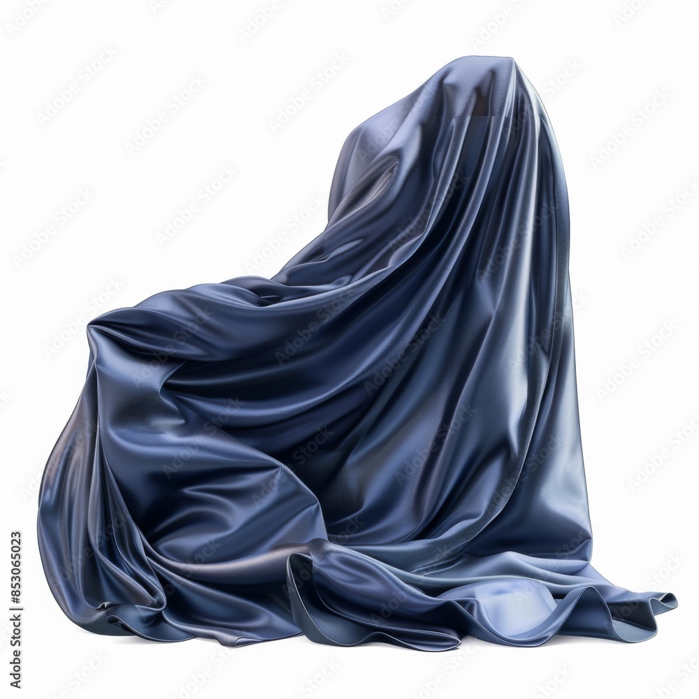 Side view of a contemporary silk duvet, elegant draped folds, rich ...