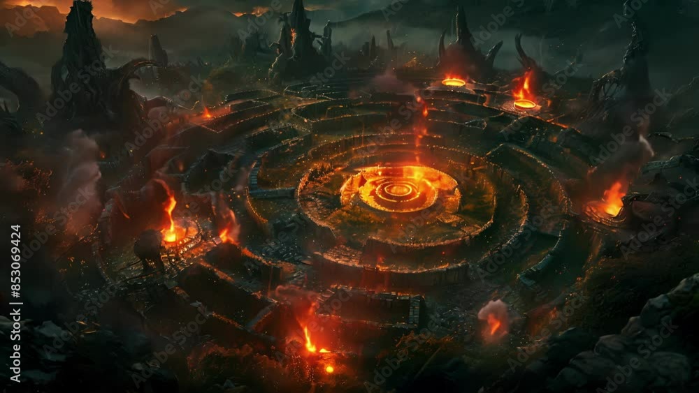 Stockvideo As the sun sets the maze comes alive with glowing runes and ...