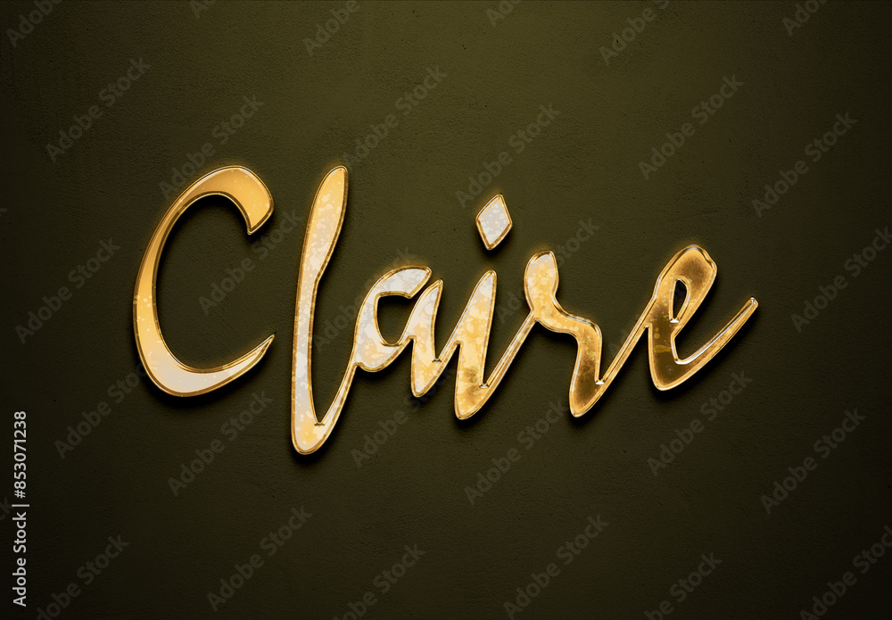 Old gold text effect of name Claire with 3D glossy style Mockup. Stock ...