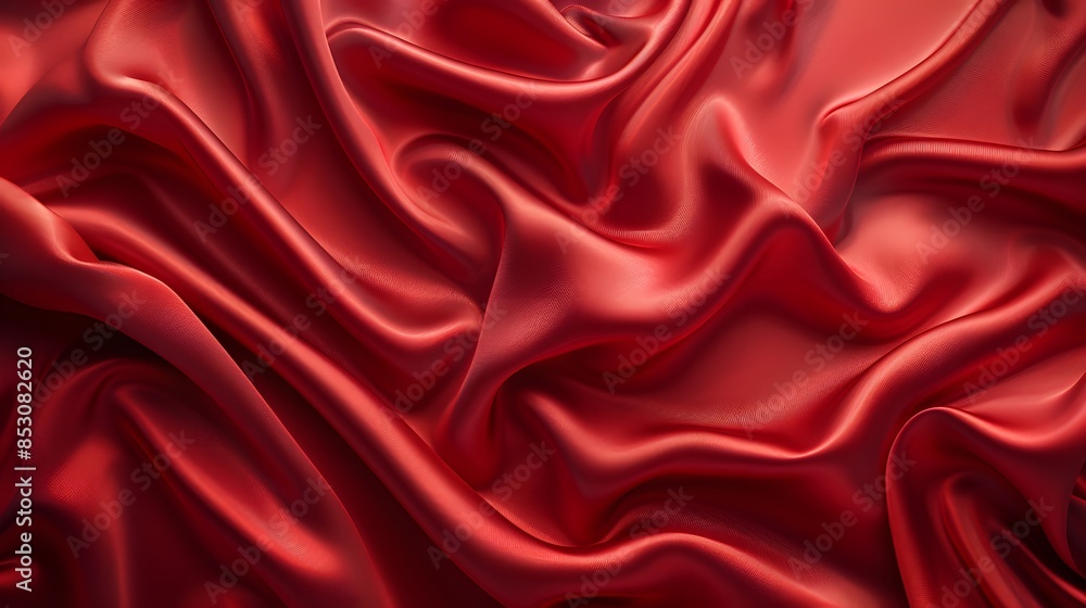 Red silk satin background textures with waves. Red silk saree ...