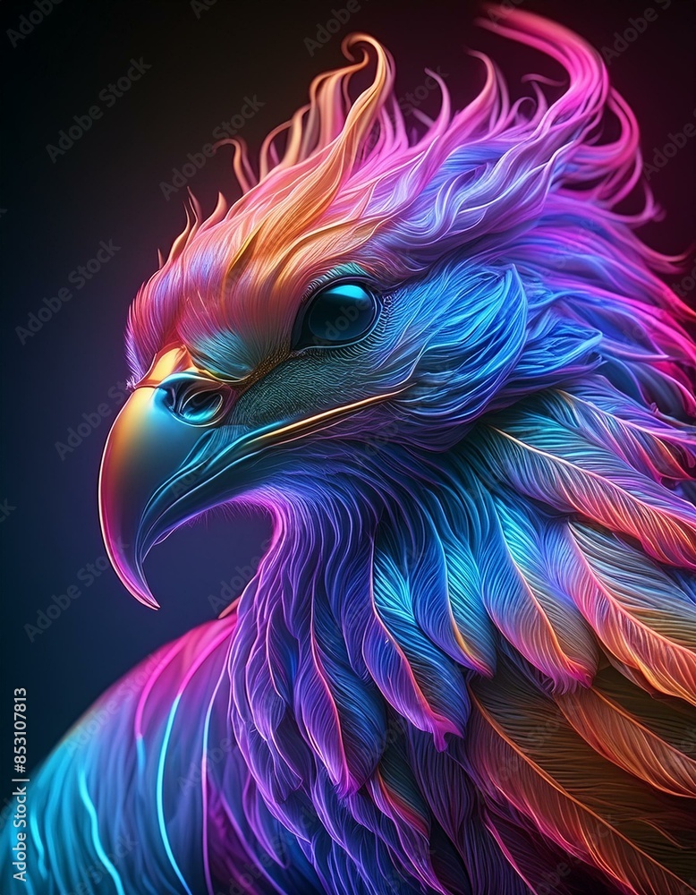 Profile of an eagle with vivid colors and outlines Stock Illustration ...