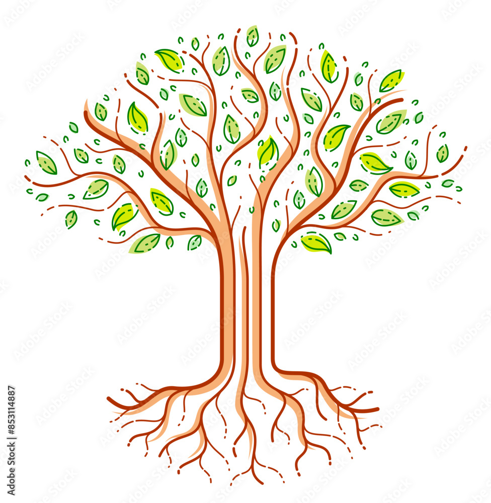 Beautiful tree vector linear style drawing logo or icon, perfect ...