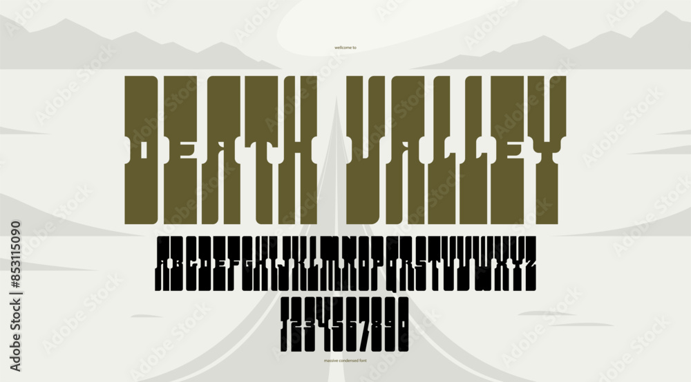 Massive serif font in American style, tall and condensed wild west ...