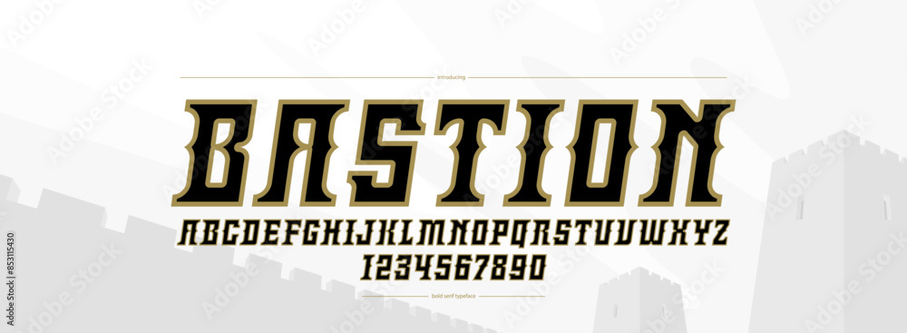 Colossal and monumental epic font, vintage vector typeface for emblems ...