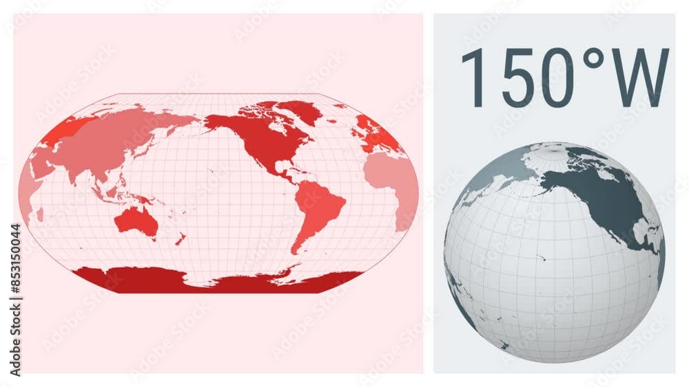 World Map Animation. Wagner VI projection. Colored continents style ...