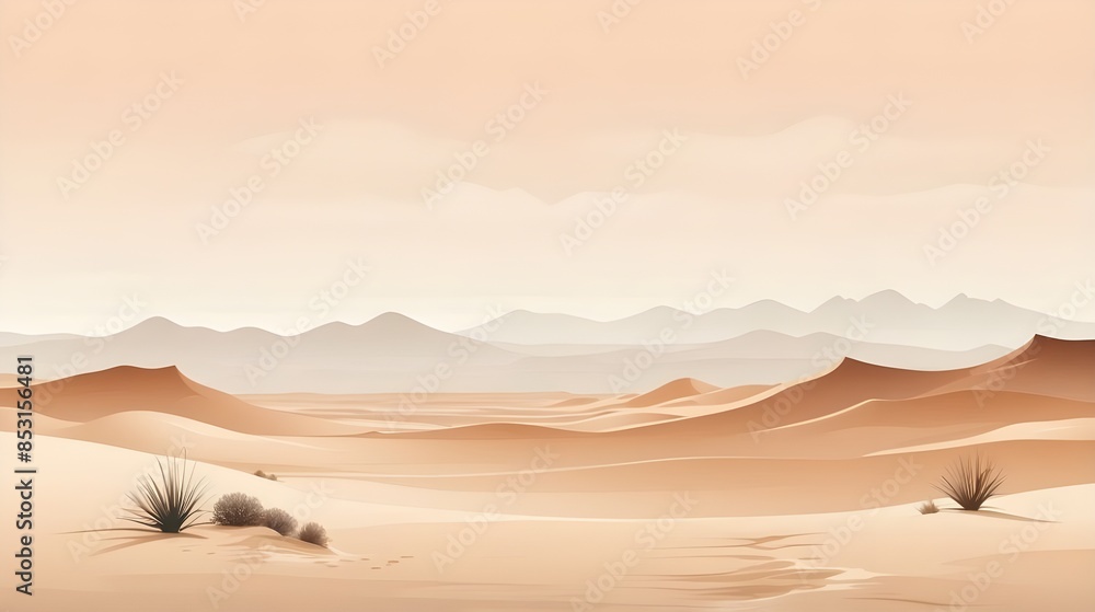 a minimalist background featuring simple silhouettes of desert ...