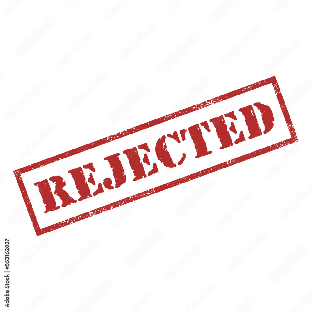 Rejected red rubber stamp isolated on white background. Ink sign in ...