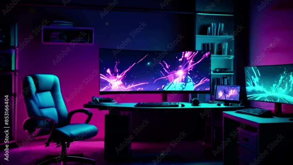 Livestream Gaming Computer Setup In A Gaming Room Starting Soon Screen ...